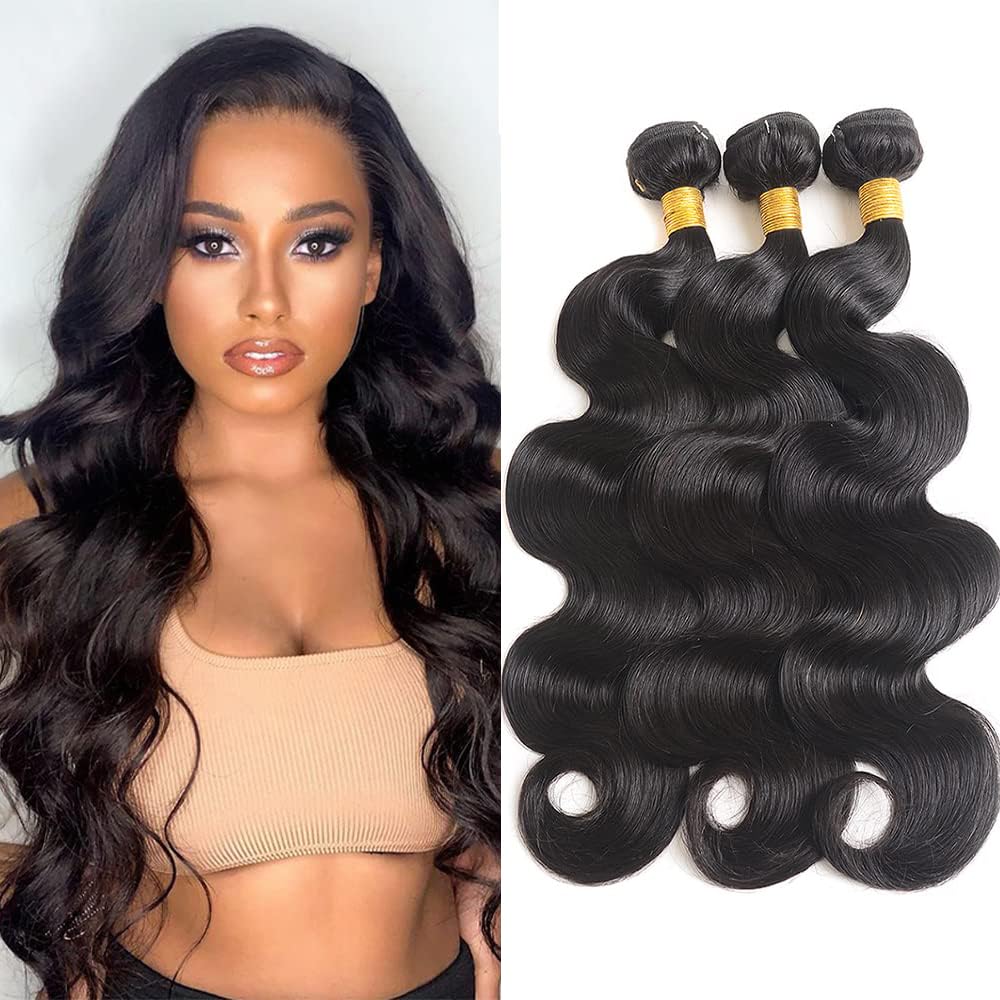 Amazon.com : Body Wave Bundles Human Hair - 12A Brazilian Virgin Human Hair Bundles Double Weft ...