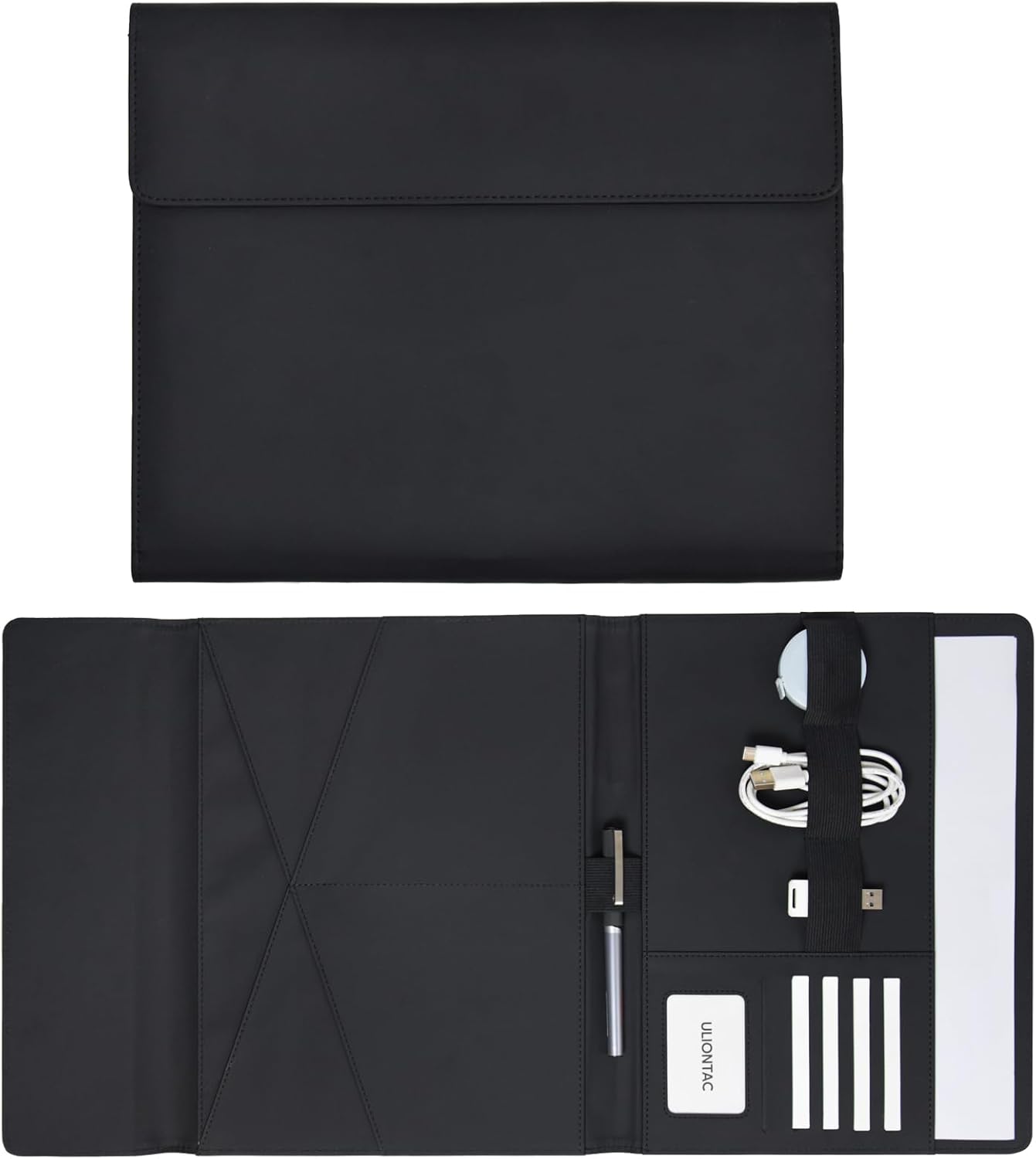 Amazon.com : Triple Folder Portfolio Briefcase Skin Feeling PU A4 File ...