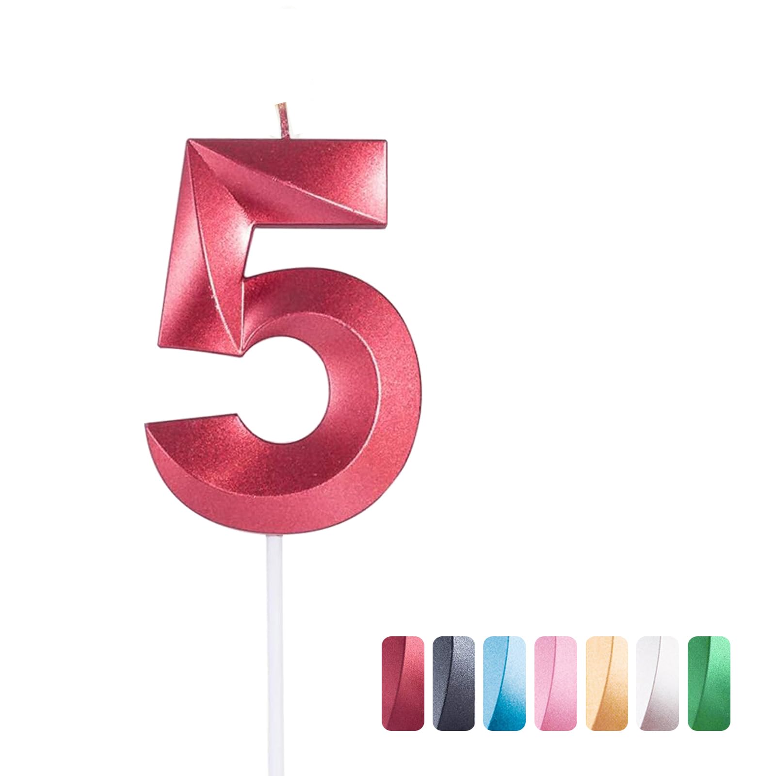 Red Number 5 Candle