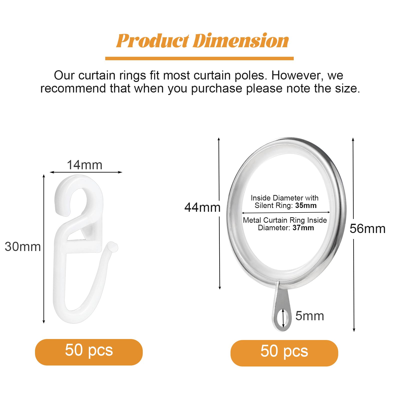 Curtain Ring Sizes Extendable Curtain Pole 28mm.