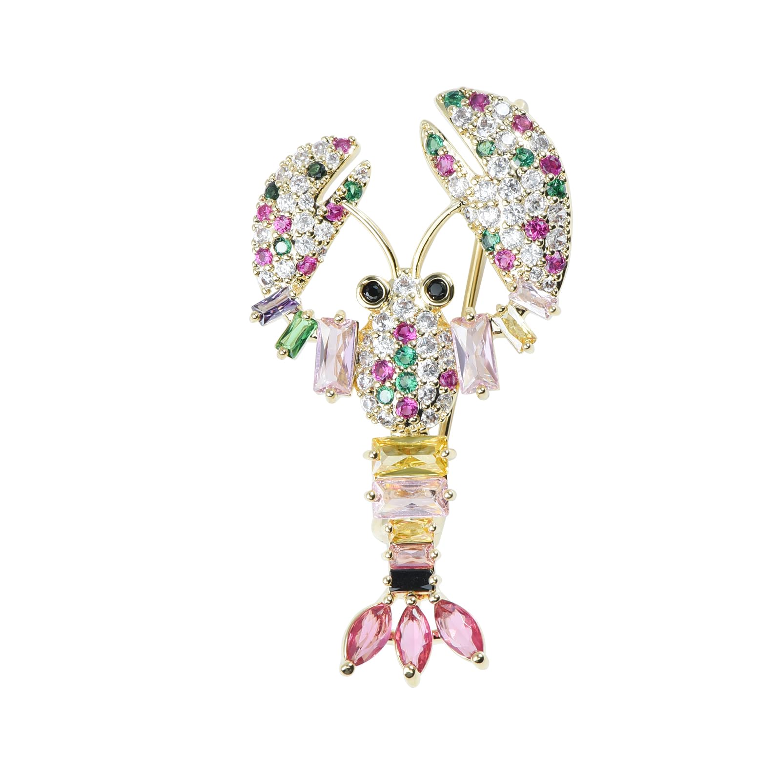 Amazon.com: Fenni Jewelry Red-Orange Crystal Rhinestone Lobster Pin ...