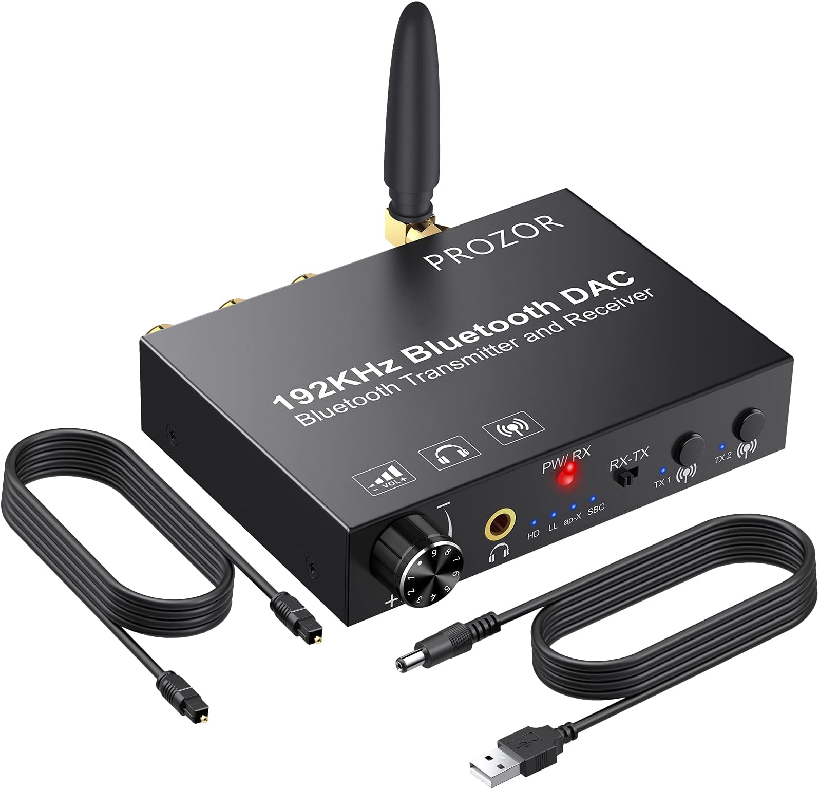 PROZOR Convertisseur DAC 192 kHz Bluetooth 5.0 Récepteur avec Volume ...