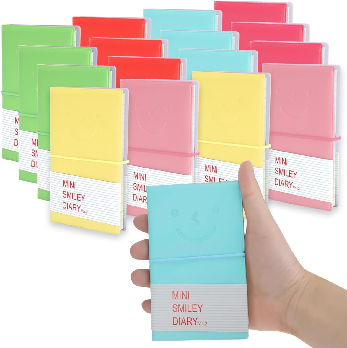 10Pcs Mini Smiley Notebook, PUDSIRN Portable Small Diary Notebook with ...