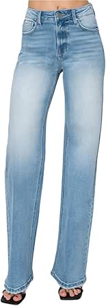 SALT TREE Risen Jeans - High Rise Straight Jeans - RDP5542RT at Amazon ...