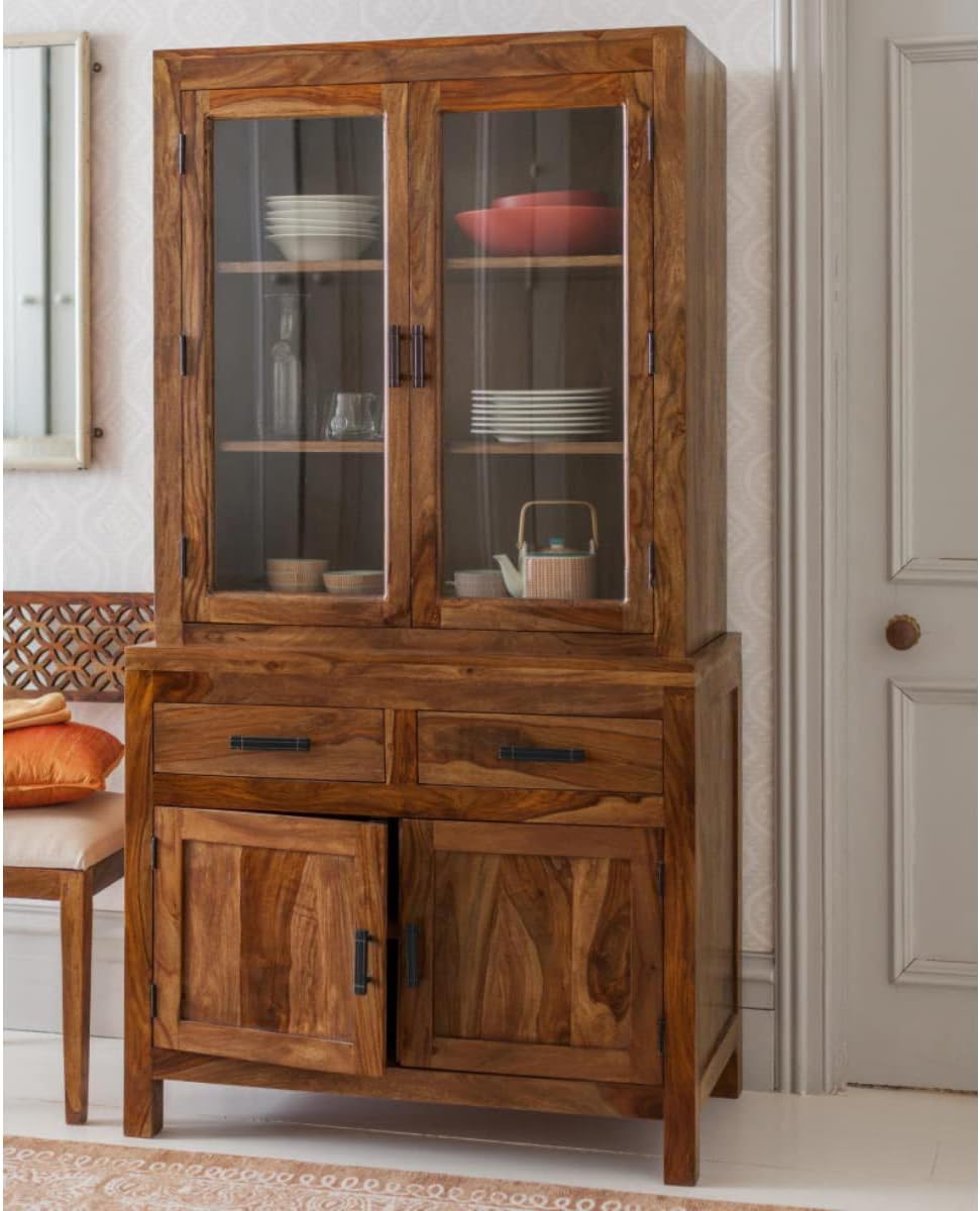 ANGEL FURNITURE Solid Sheesham Kitchen Medium Storage Crockery Cabinet ...