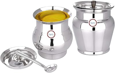 ZESTILO Stainless Steel Oil/Ghee Jar Container Oil pot ghee container ...