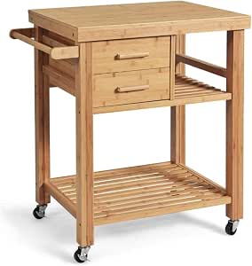 Çok Fonksiyonlu Araba Kitchen Island,Bamboo Island Cart, Kitchen ...