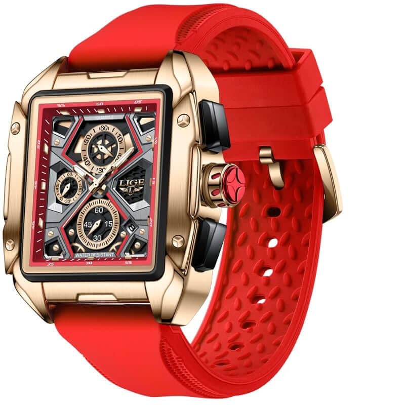 Buy OVERFLY Square Chronograph Luxury Watch for Men (Red) at Amazon.in