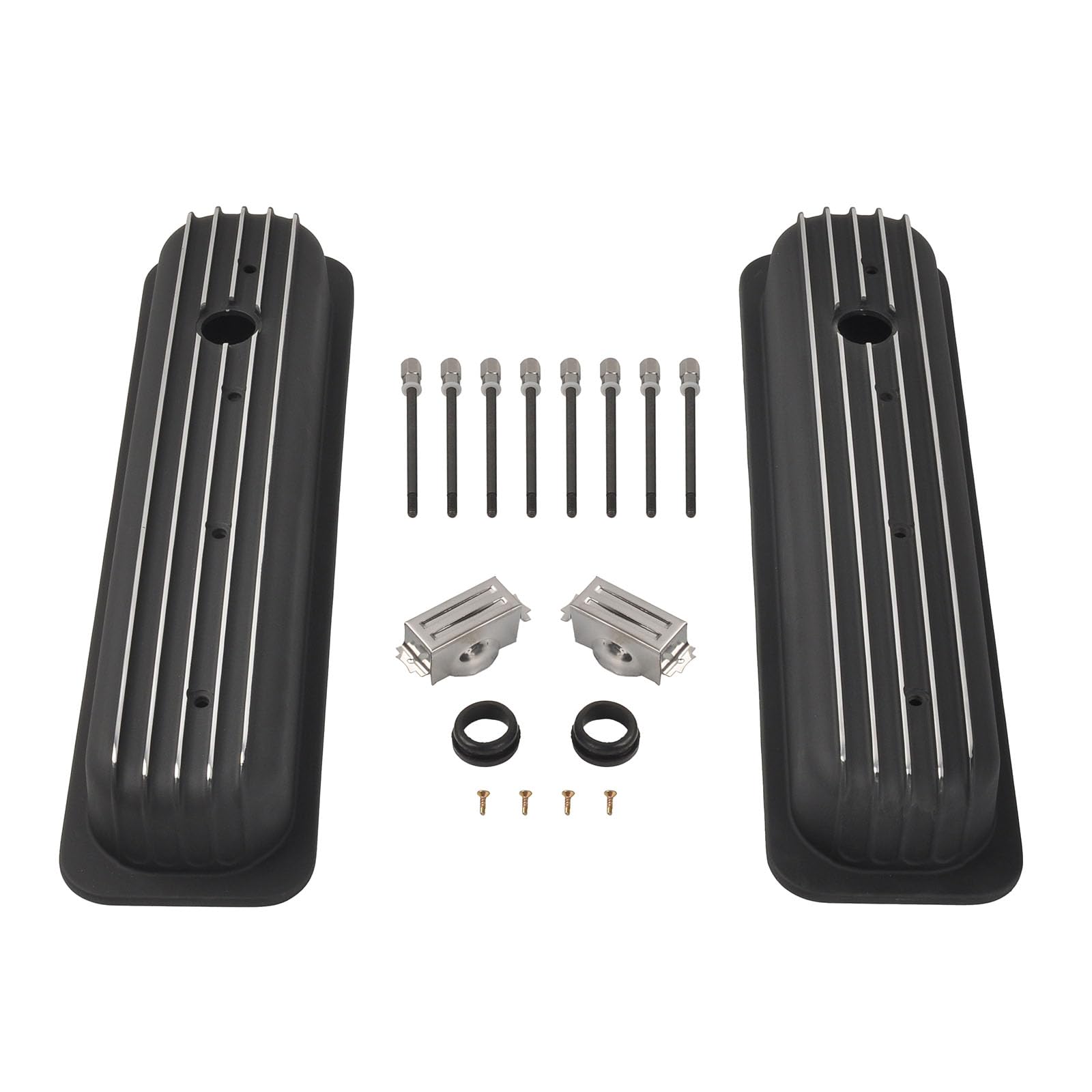 Snapklik.com : BATONECO Aluminum Valve Covers Retro Finned Short Style ...