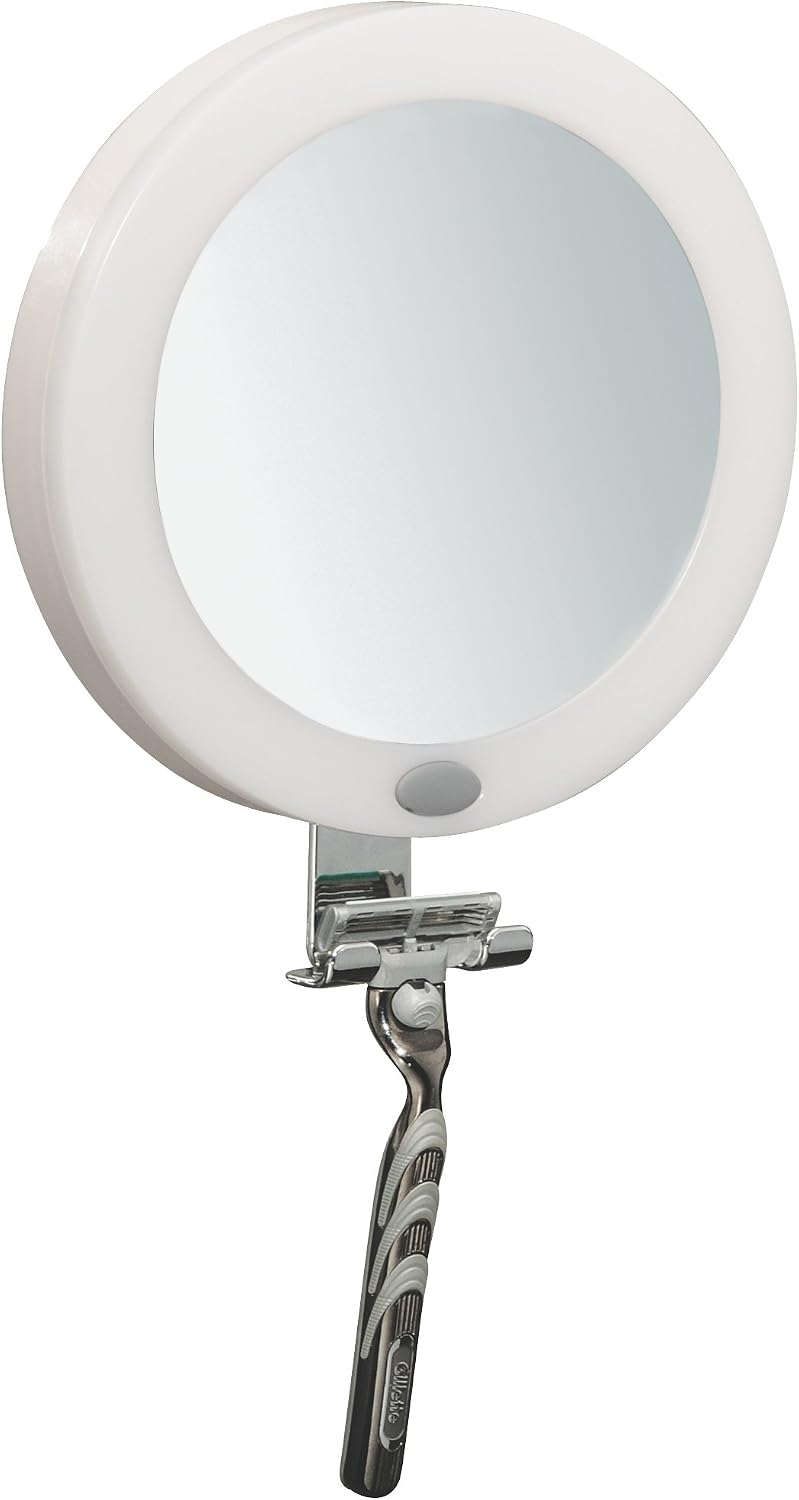 Amazon.com - interDesign iForm Suction Light Up Mirror, White - Shower ...