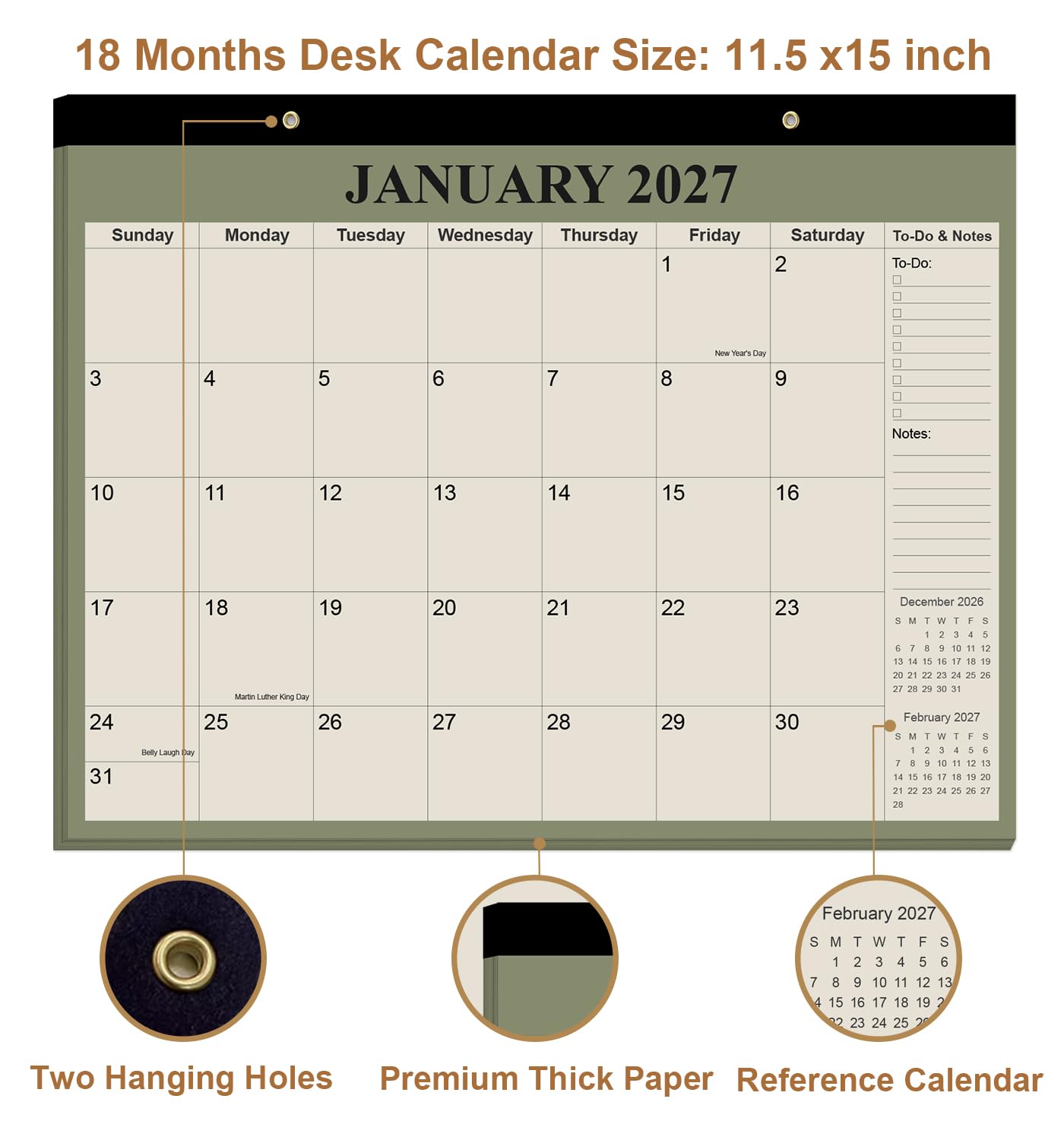 Mini Desk Calendars 2026 Large Desk Calendar 2026 - 2027 - Monthly ...