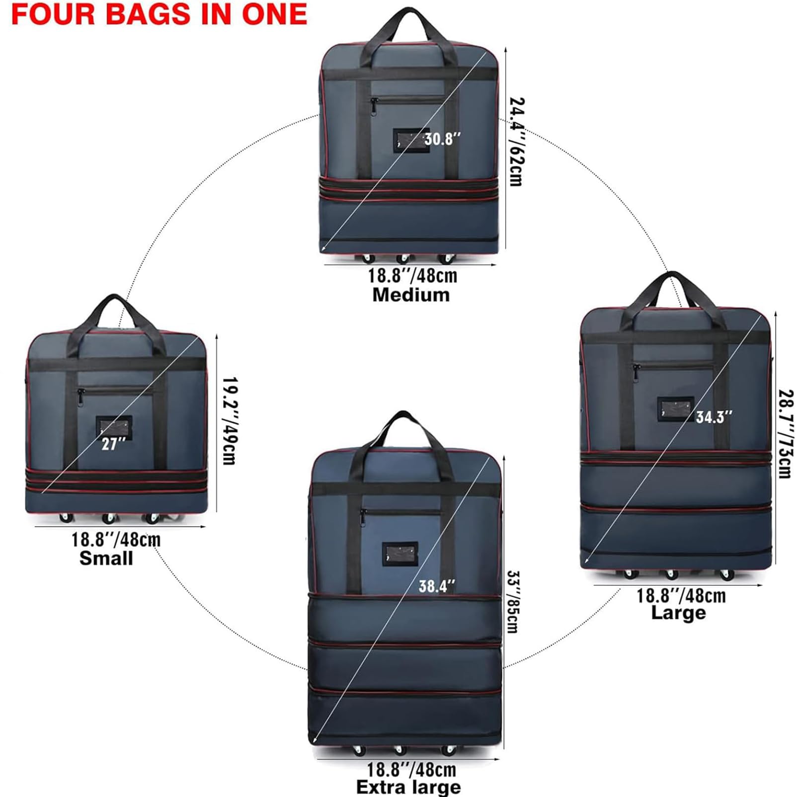 Snapklik.com : ELDA Expandable Collapsible Luggage Bag Foldable Suitcases