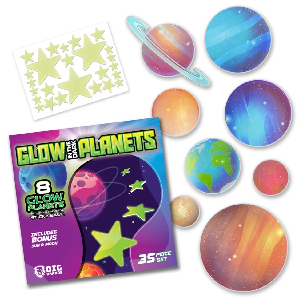 Snapklik.com : OIG Brands Glow In The Dark Stars And Planets 35-Piece ...