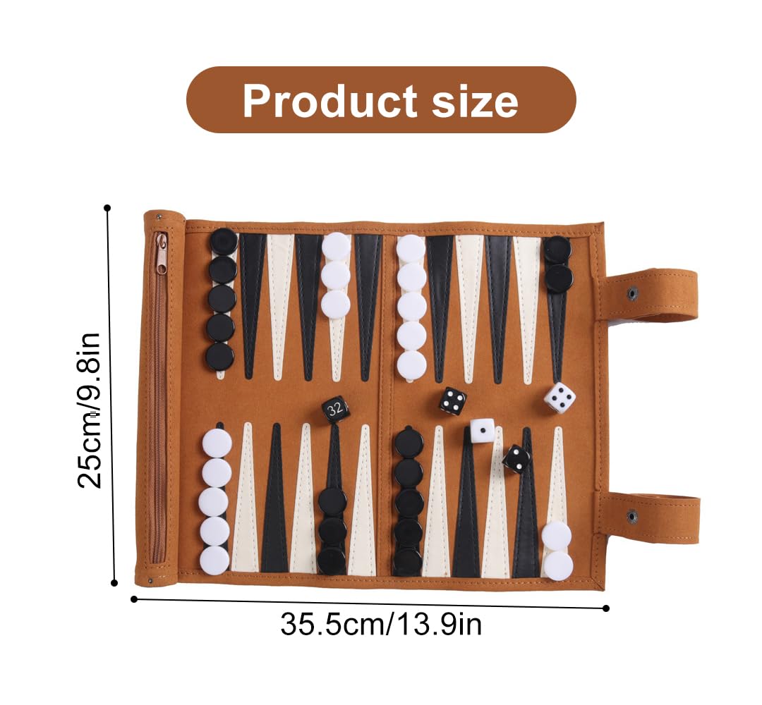 Lotvic Backgammon Set, Travel Backgammon Set, Genuine Leather Backgammon Board Game, Roll-Up ...