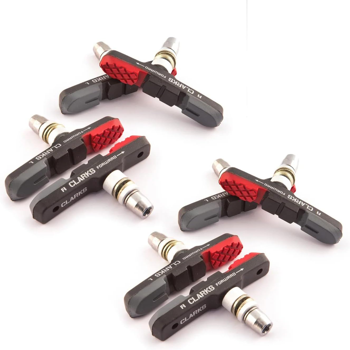 Clarks 4 PAIRS Elite MTB/Hybrid Brake Pads Integral Block W/Triple ...