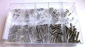 Sortimentskasten mit 200 Stück kleinen Senkschrauben nach DIN 963 aus Edelstahl A2 (M1,6, M2, M2 ...