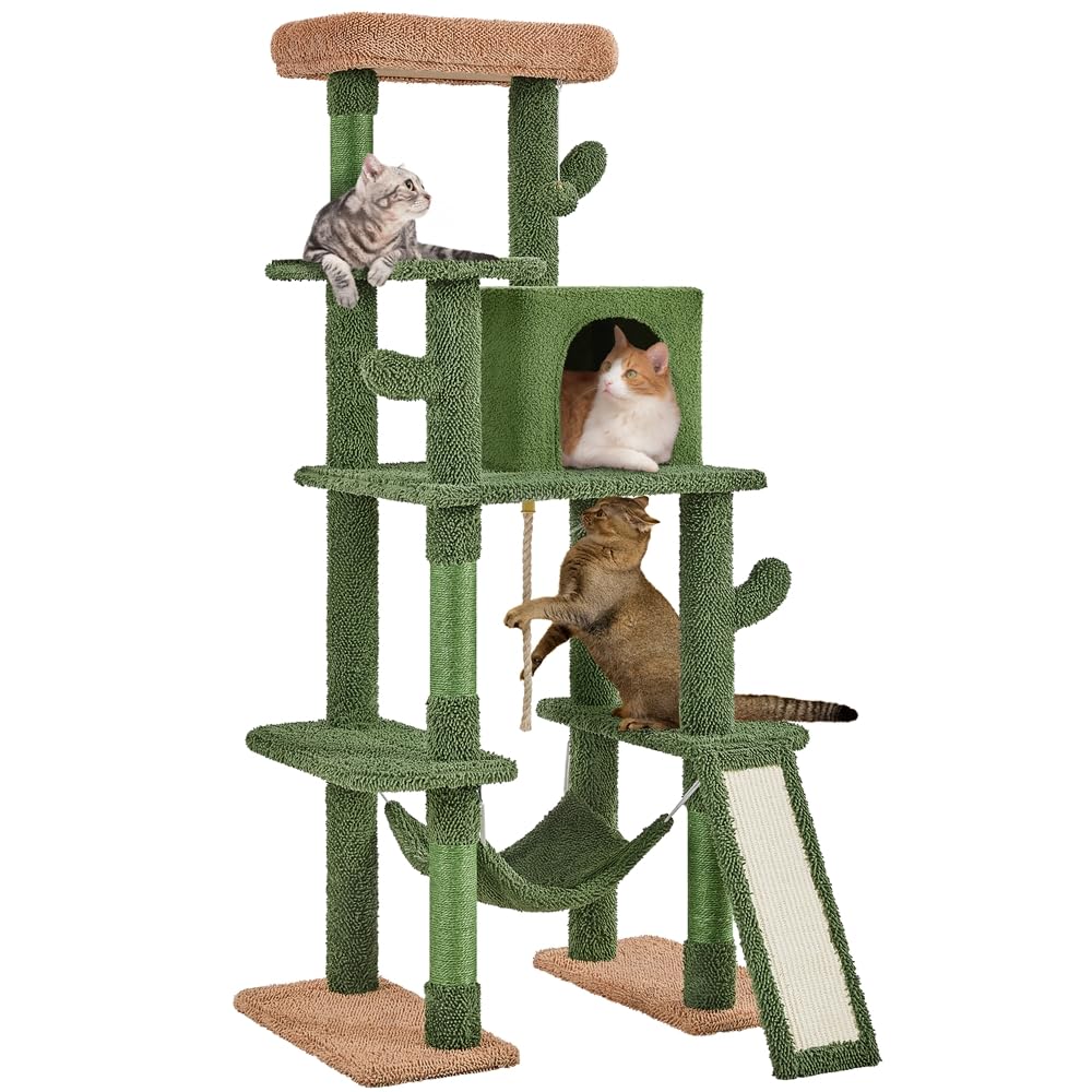 Snapklik.com : Yaheetech Cactus Cat Tree, 63 H Multi-Level Cat Tower ...