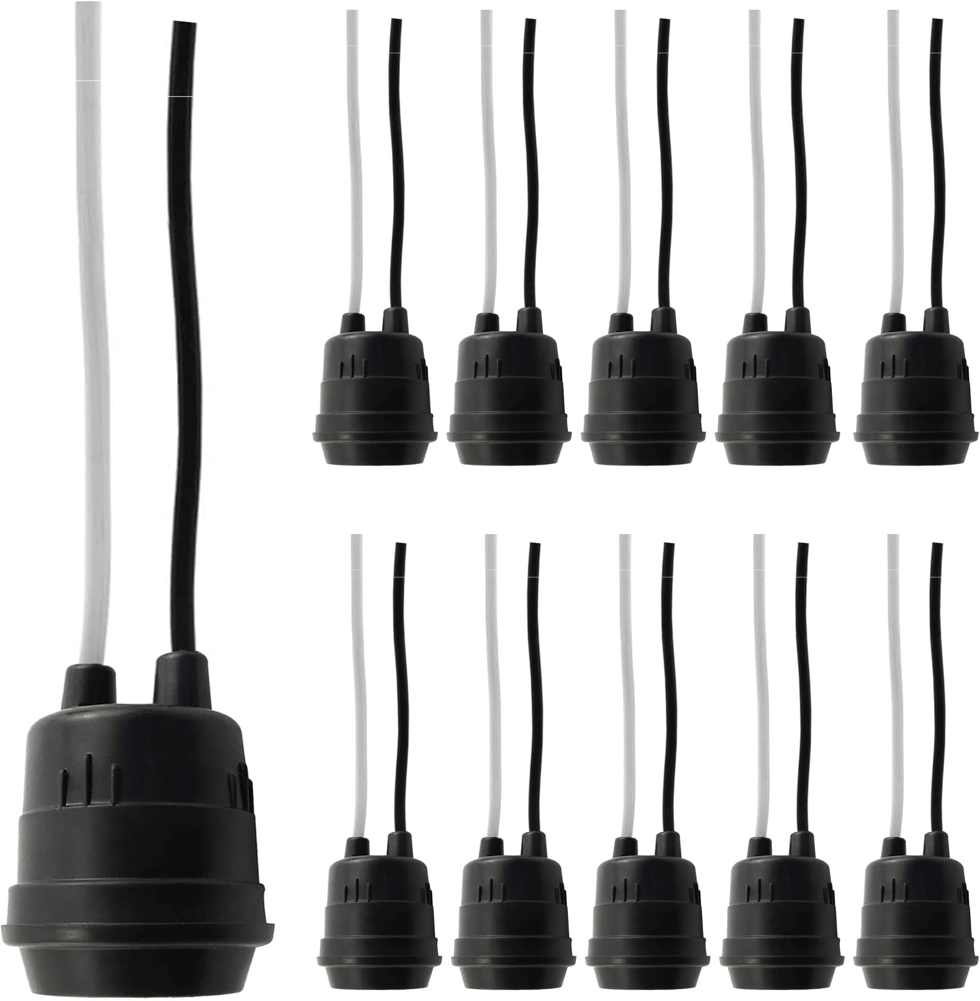 12pcs Lamp Base Waterproof Black Pigtail Lamp Holder Socket 250V 6A (12 ...