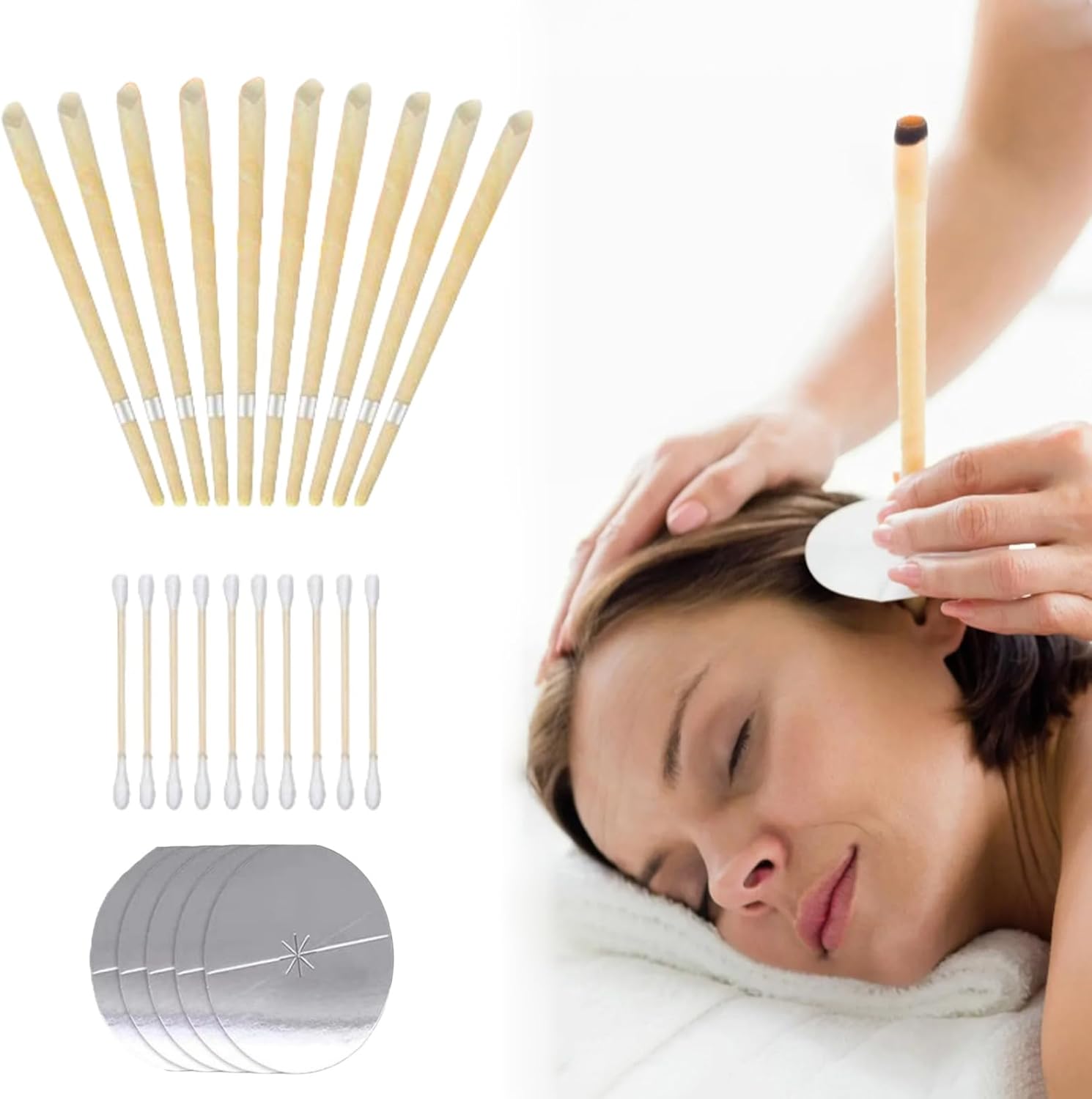 Ear Candles, 10 Pcs Natural Beeswax Ear Candles Kit, Beeswax Hopi Ear ...