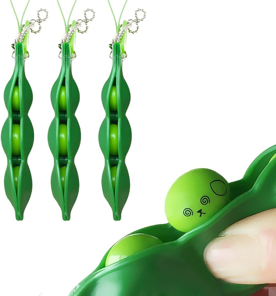Amazon.com: Acerich 6 Pack Edamame Keychain Fidget Toys - Squeeze-a ...