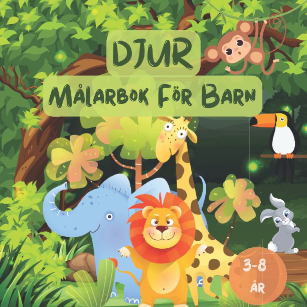 Djur Malarbok For Barn 80 Fantastiska Illustrationer Med Djur Roliga ...