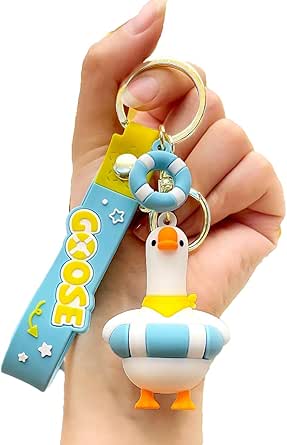 Amazon.com: Cute Goose PVC Keychain Fashion Creative Cartoon Animal ...