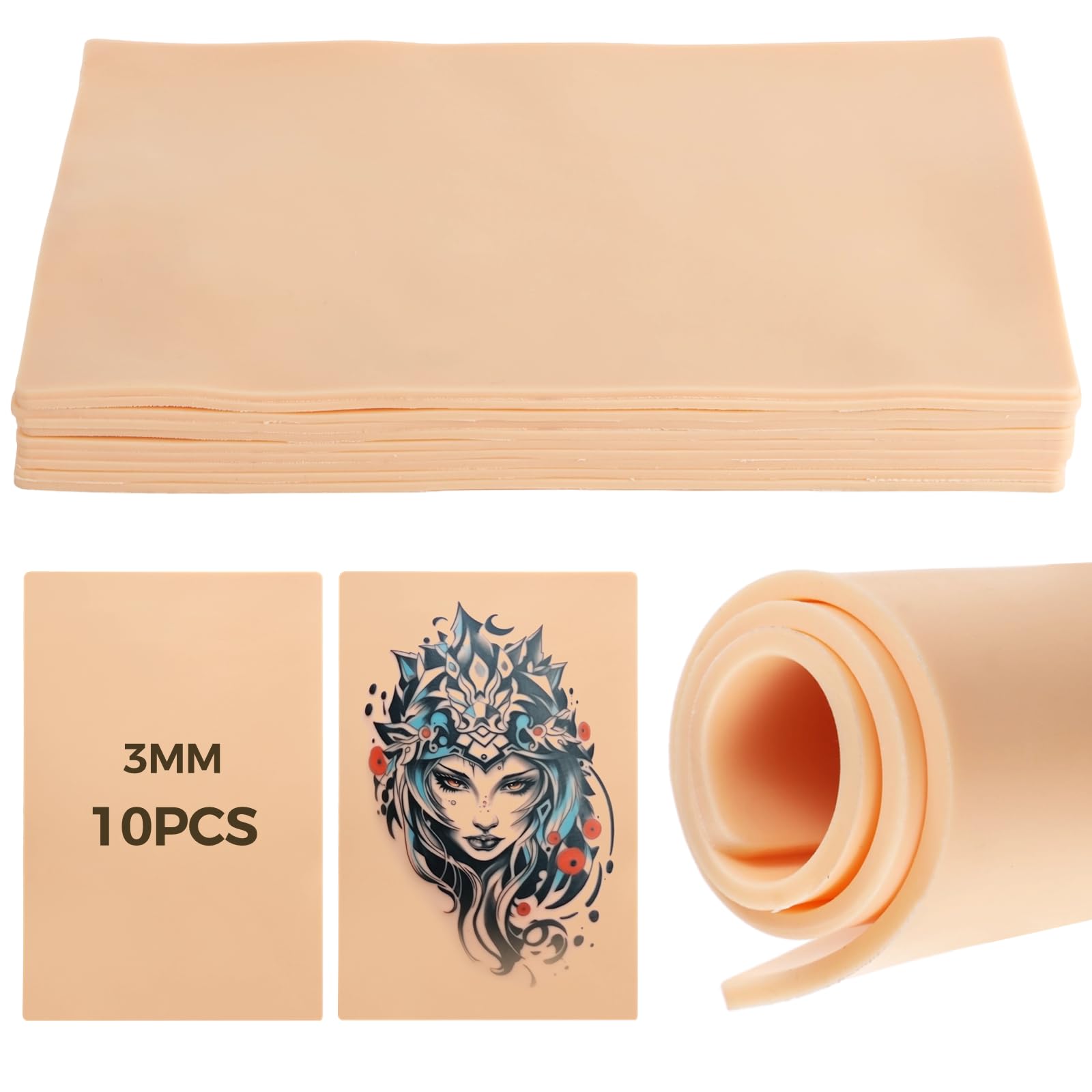 Amazon.com: 10 Pcs Tattoo Practice Skins, 3mm Thick 12"x8" Double-Sided ...