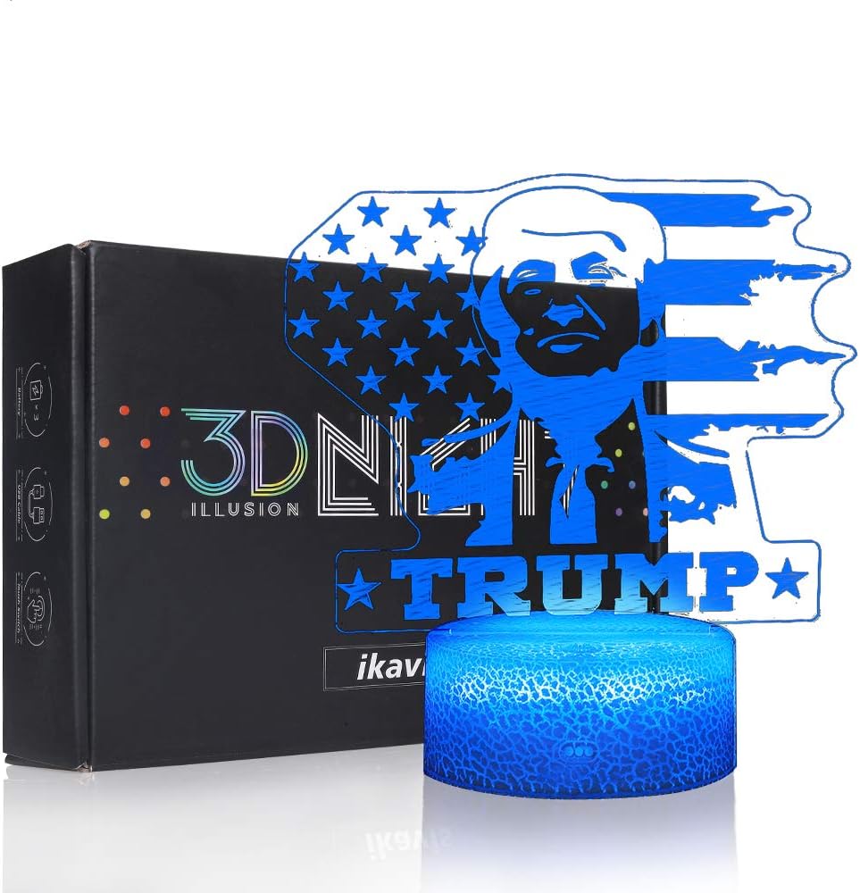 Ikavis 3D LED Night Light Trump Flat Acrylic Illusion Lighting Lamp ...