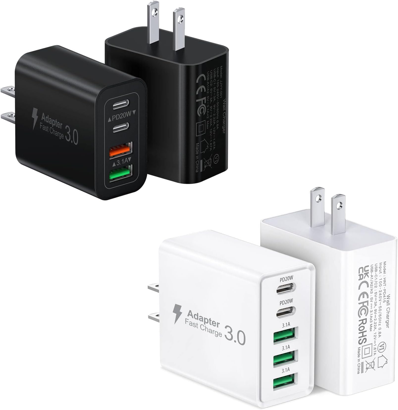 Amazon.com: [2-Pack] 50W Charger Bundle with [2-Pack] 40W USB C Charger ...