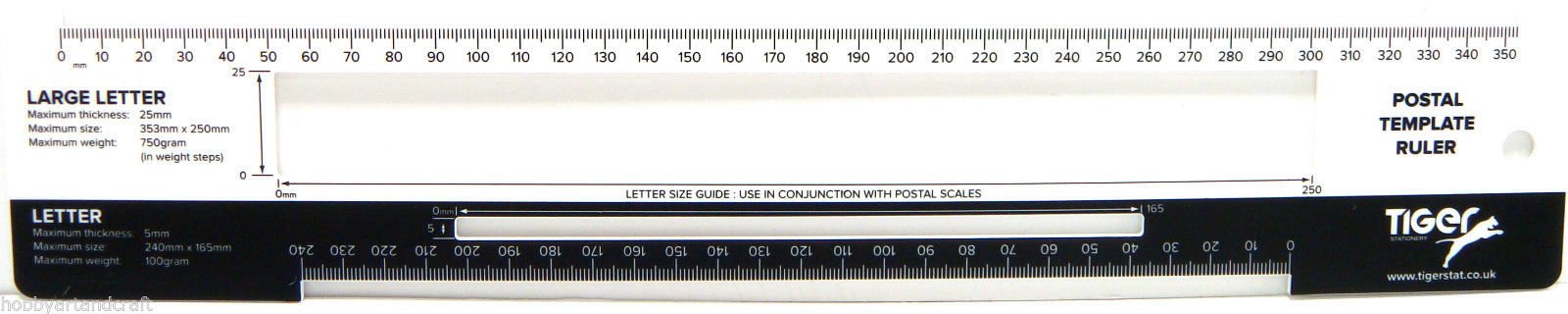 Buy TigerPostal Template Ruler Royal Mail Size Guide Postage Template ...