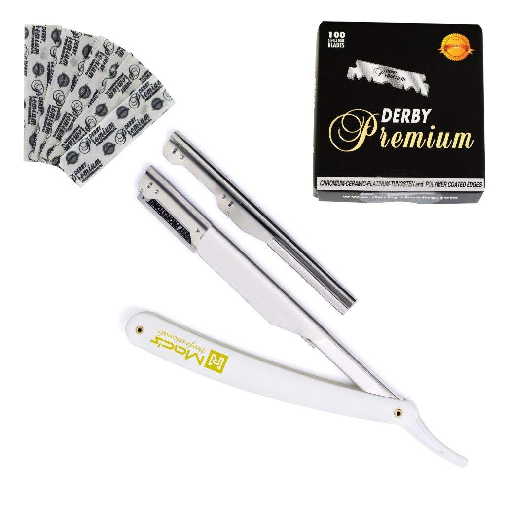 Amazon.com: Professional Withe Straight Edge Razor with 100 Single Edge ...
