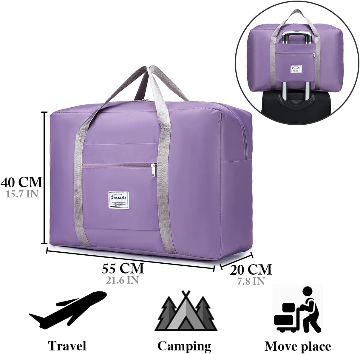 BAGZY Cabin Bag 55x40x20 cm Foldable Duffel Bag Nylon Holdall Hand ...