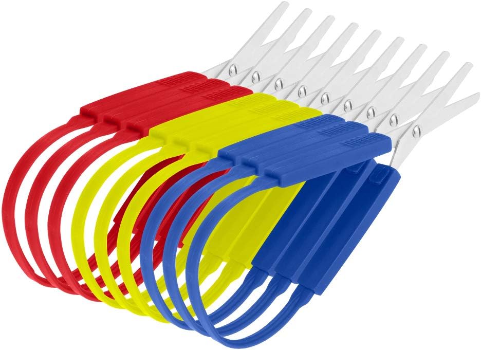 FANTESI 9 Pack Mini Loop Scissors, 8 inch Adaptive Design Kids Loop ...