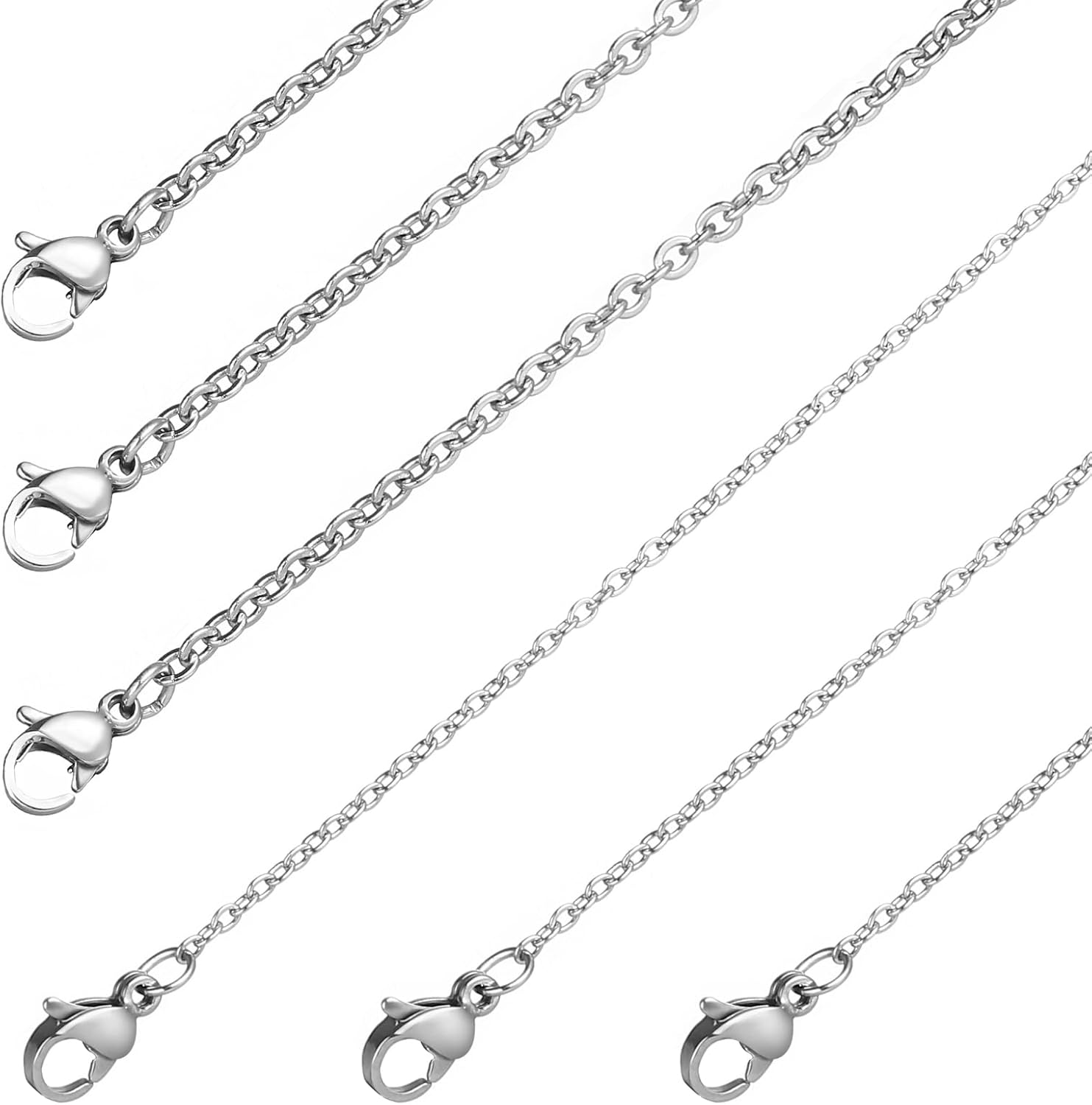 Naler 6 Packs Necklace Chains Bulk Stainless Steel Chain Necklaces Curb ...
