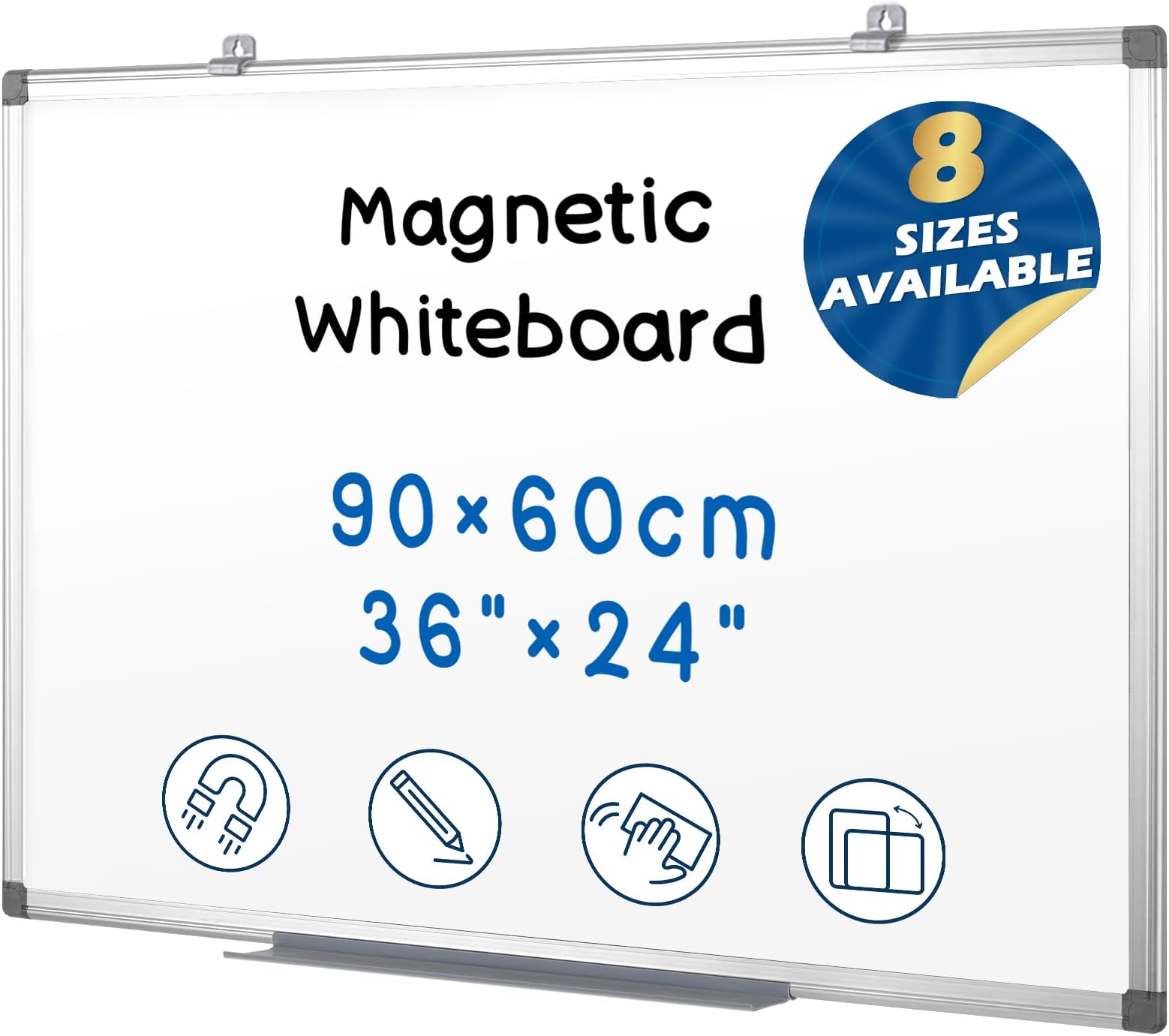 SWANCROWN Large White Board Magnetic Dry Erase Board Hanging Mountable ...