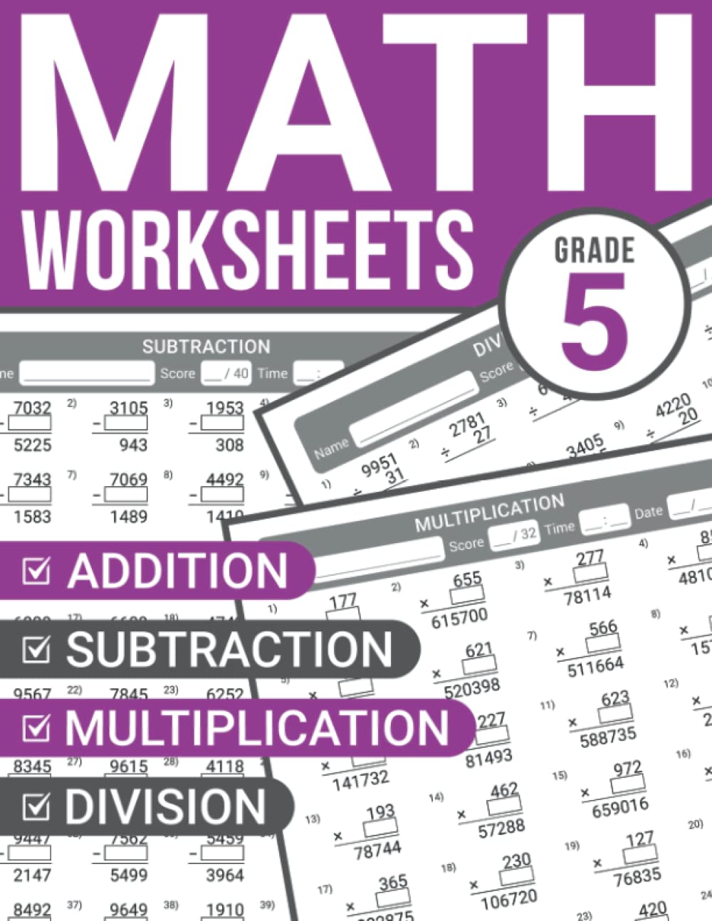 5th Grade Math Worksheets: Addition, Subtraction, Multiplication, and ...