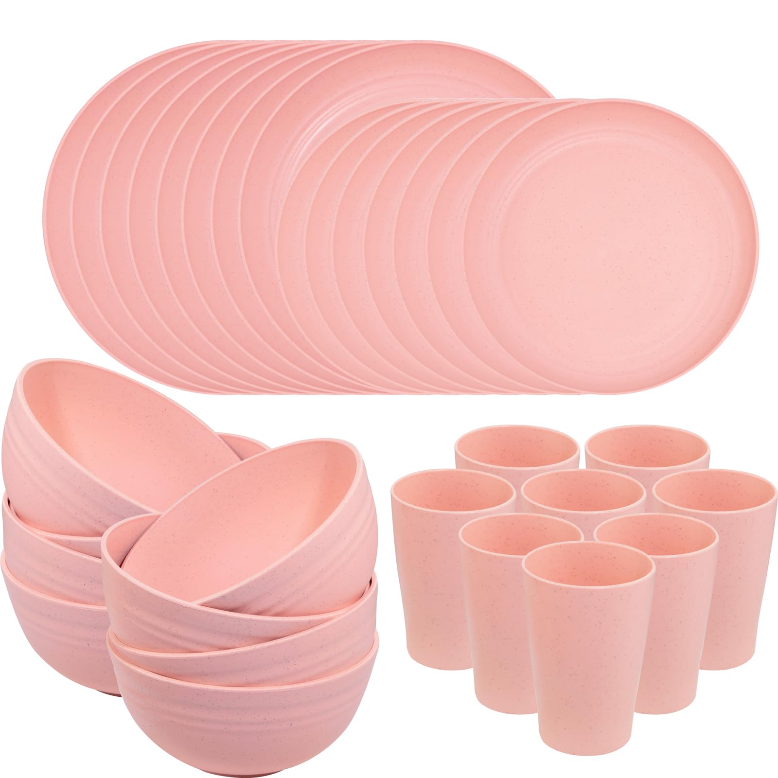 Amazon.com | Supernal Pink Wheat Straw Dinnerware Sets, Pink Dishes for ...