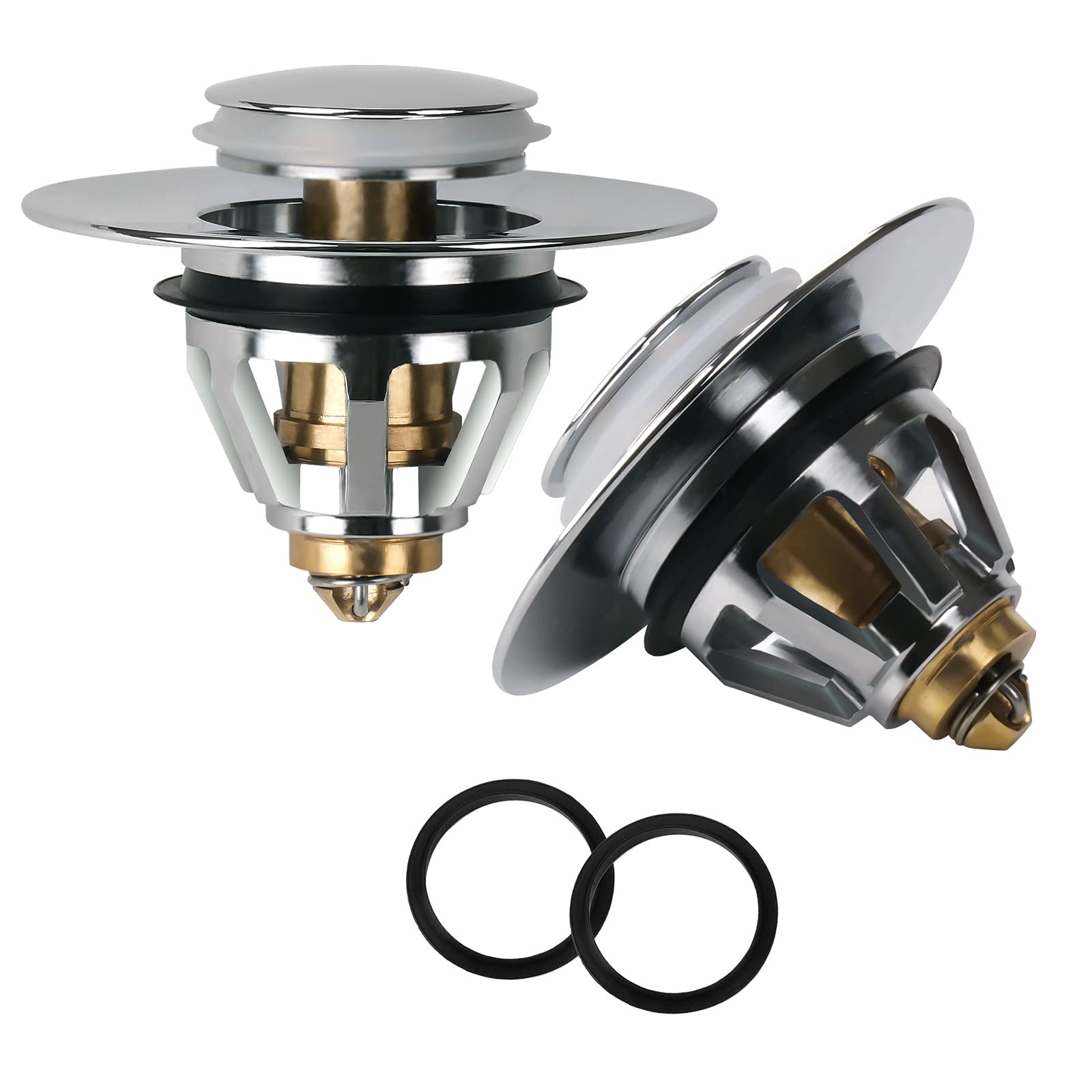 Buy 2PACK Upgraded Edition Stainless Steel Bullet Core Push Type Basin Pop-up Drain Filter, No ...