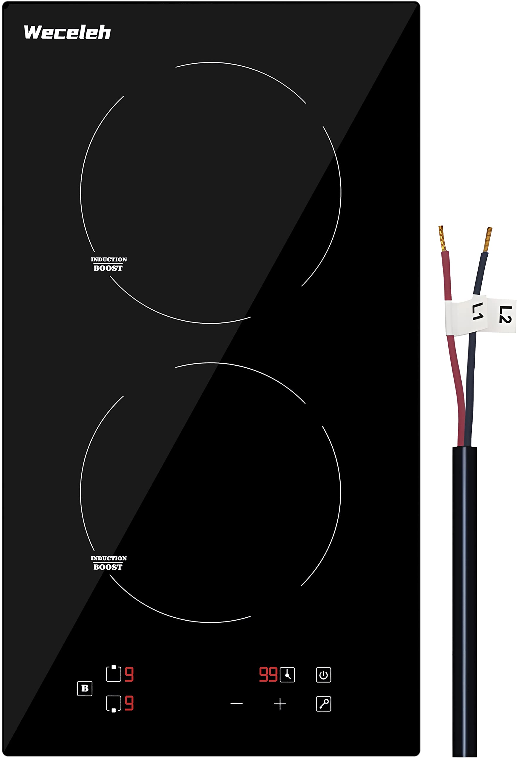 Induction Cooktop Two 2 Burner, Weceleh 12 Inch Electric Induction ...
