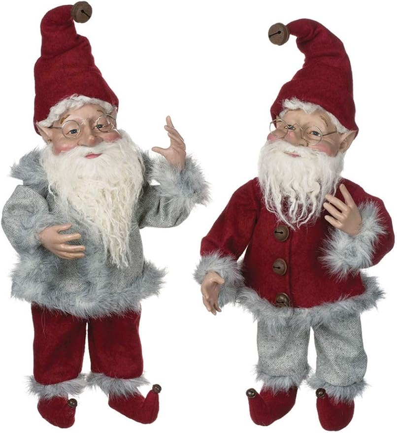 Amazon.com: Sullivans Christmas Elf Figurines, Red and Grey Faux ...