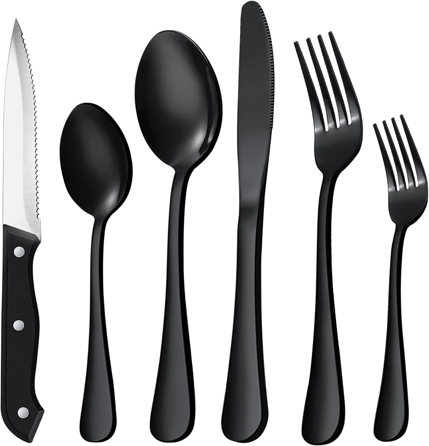 Amazon.com: Silverware Set, 72-Piece Black Silverware Set with Steak ...