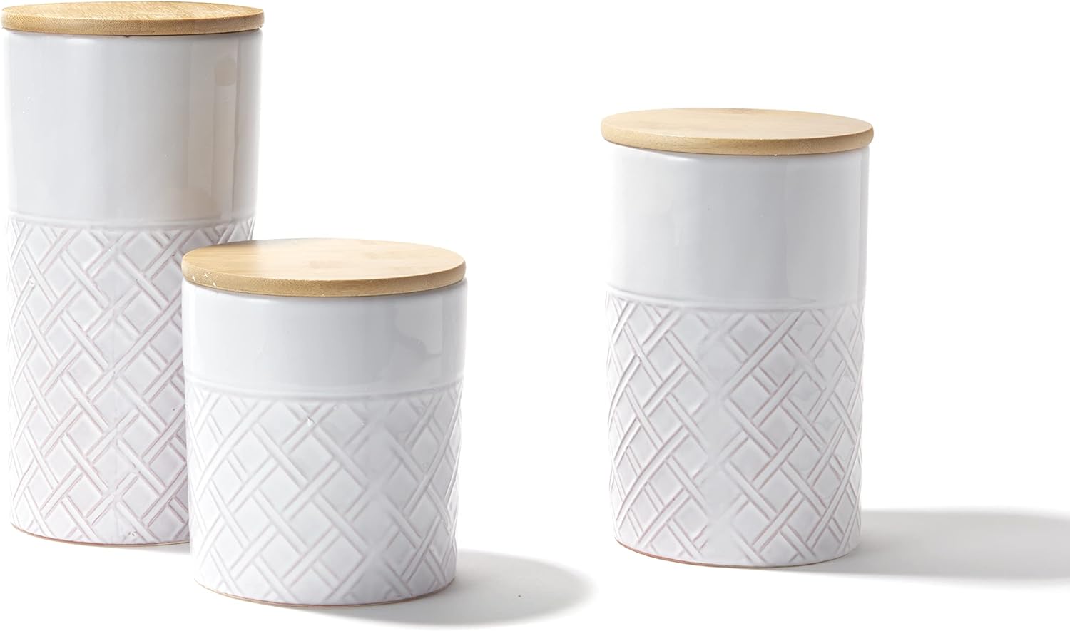 Amazon.com: American Atelier Diamond Embossed Canister 3-Piece Ceramic ...