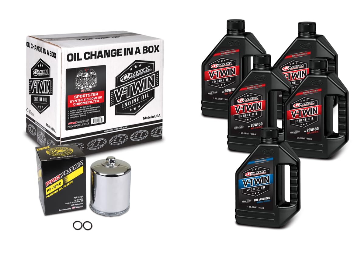 Amazon.com: V-Twin Oil Change Kit Synthetic w/Chrome Filter, Sportster ...