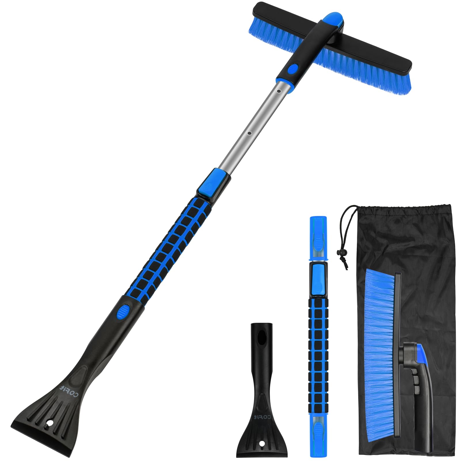 COFIT 36" Car Snow Brush Long Handle, 2 in 1 Extendable Ice Scraper for ...