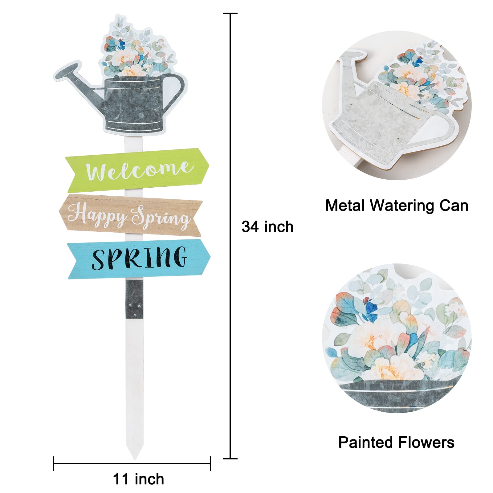 hogardeck Spring Outdoor Decor, 34 Inch Wood Welcome Spring Decorative ...