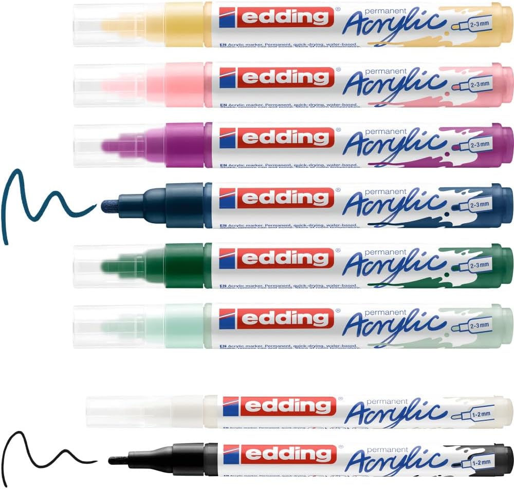 edding 751 Glanzlackmarker Set - mehrfarbig, metallic, pastell - 8 ...