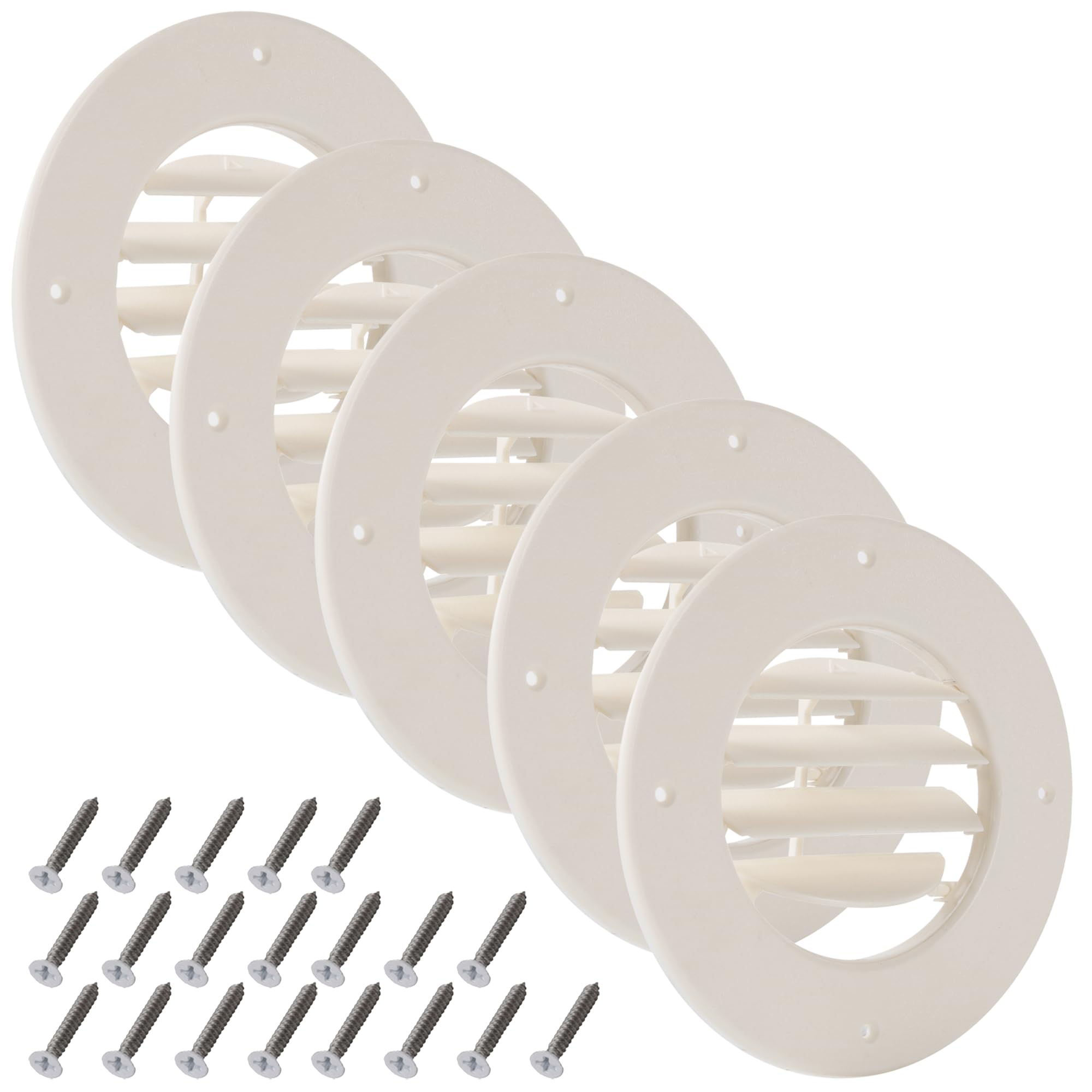 5-Pack Adjustable RV Air Louver Ceiling Vent 6.5" - Rotatable Slats for ...