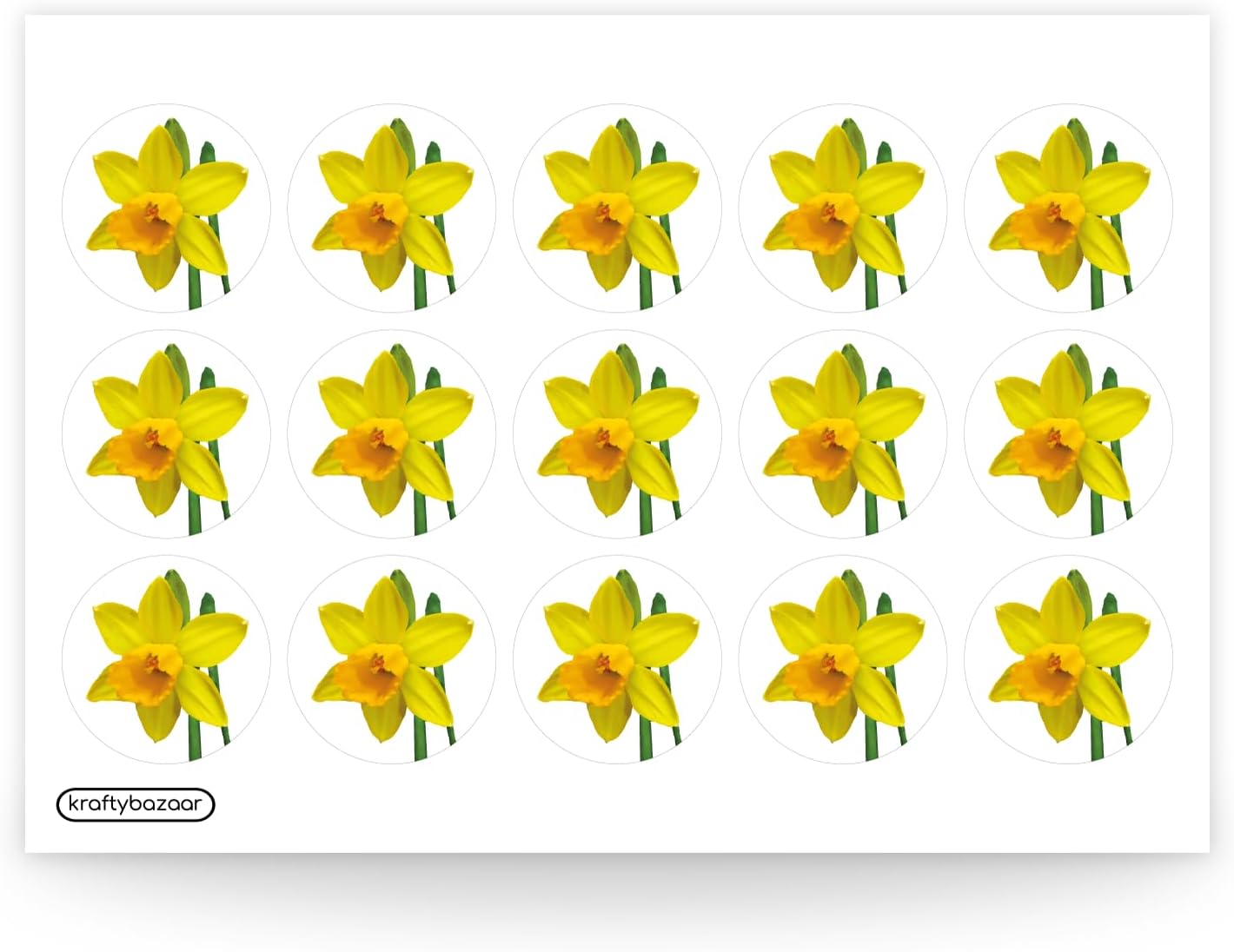 Pack of 90 Daffodil Flower Decor Paper Labels, 37mm Self-Adhesive ...