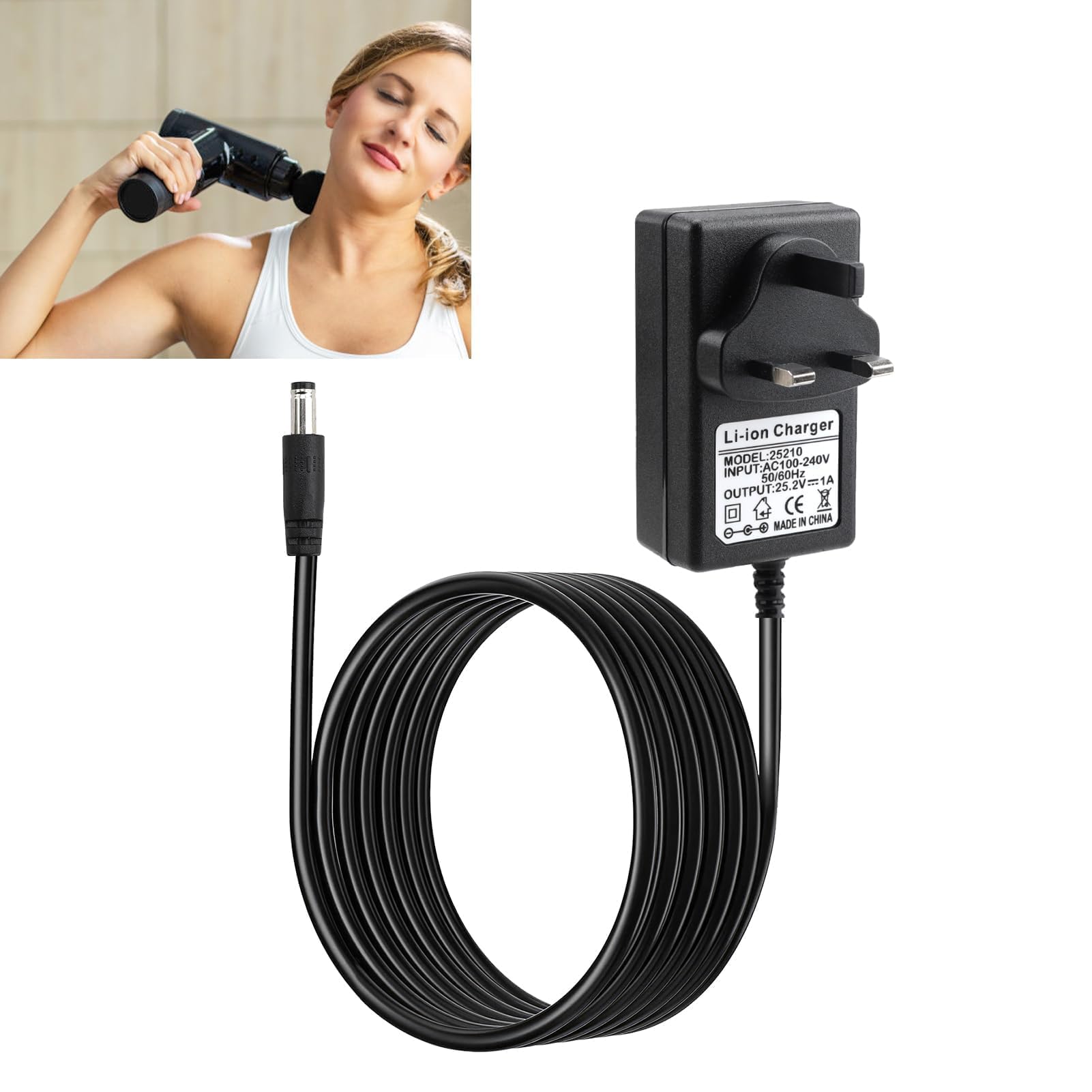 Massage Gun Charger 25.2v 1a Replacement Universal Power Adapter ...