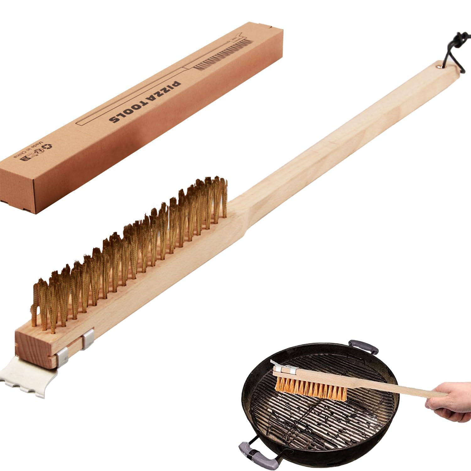 Pizza Oven Cleaning Brush with Scraper,16In Pizza Stone Brush ...